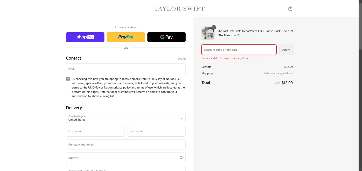 Taylor Swift Promo Codes - 20% Off Coupons Jan 2026