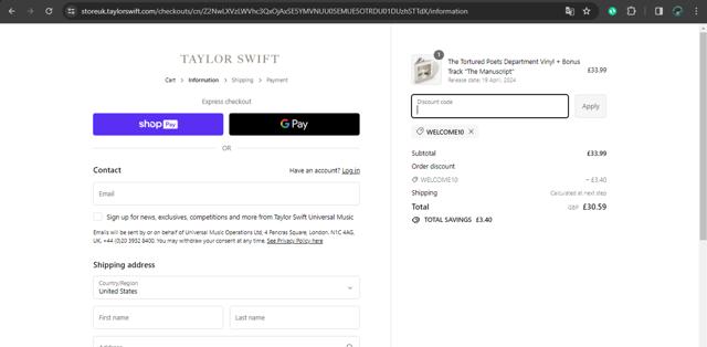 Taylor Swift Promo Codes - 15% Off Coupons Oct 2025