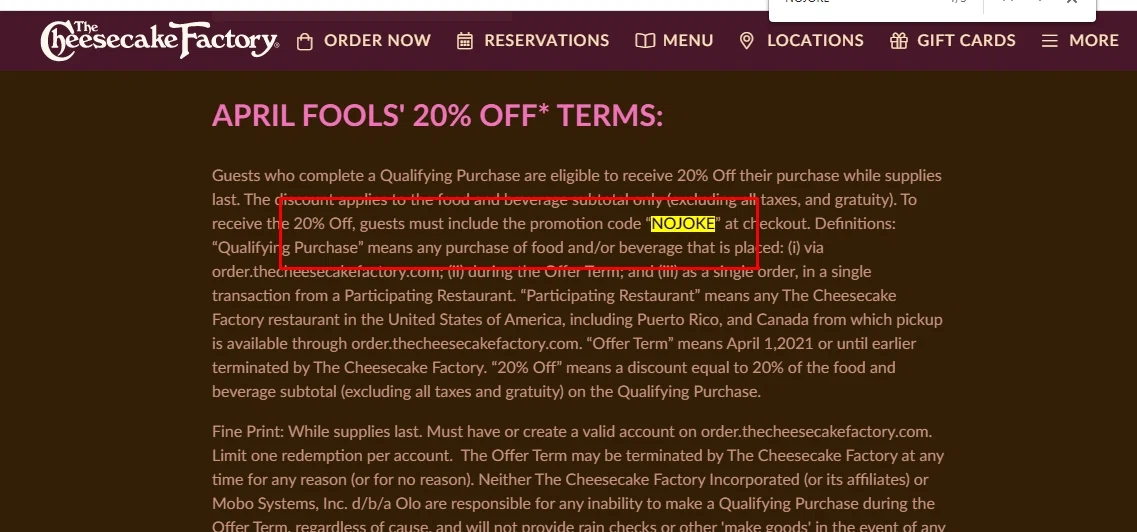 The Cheesecake Factory Promo Codes - Coupons in August 2024 | SimplyCodes