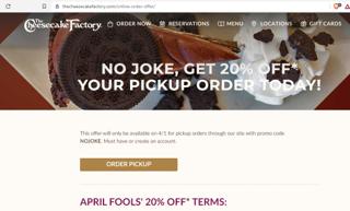 The Cheesecake Factory Promo Codes - $10 Off Oct 2025