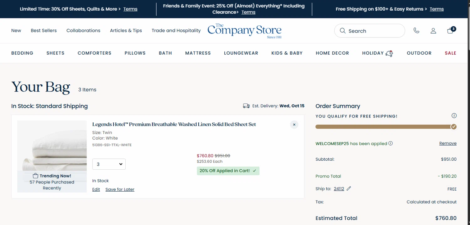 The Company Store Promo Codes - 30% Off Oct 2025