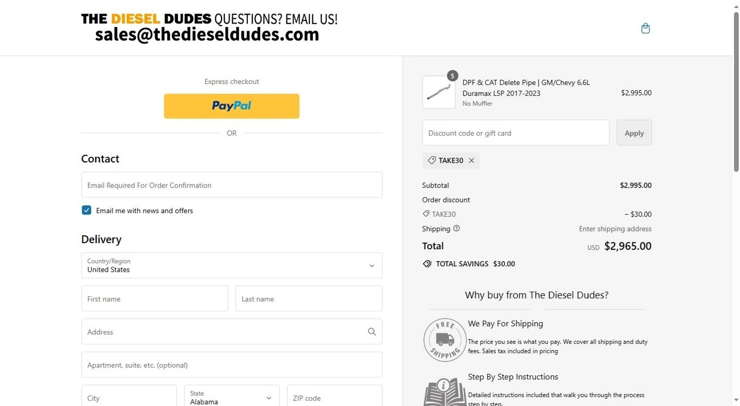 The Diesel Dudes Promo Codes & Black Friday 2024 Deals - $30 Off