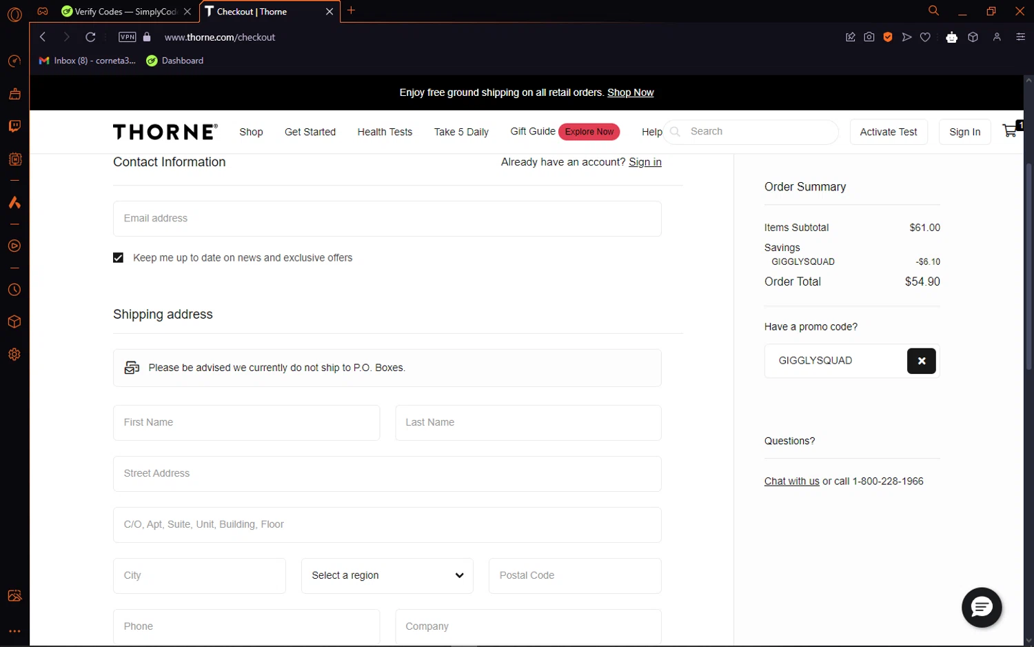 Thorne Promo Codes - 20% Off | January 2025