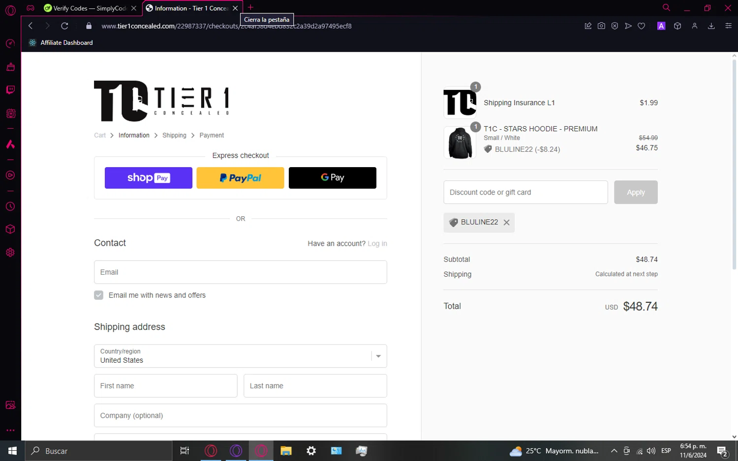 Tier 1 Concealed Discount Code