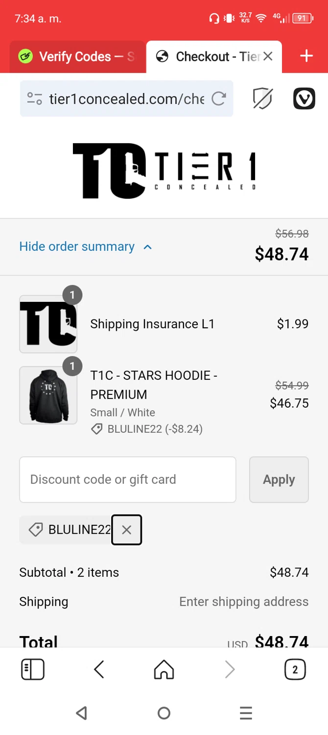 Tier 1 Concealed Discount Code