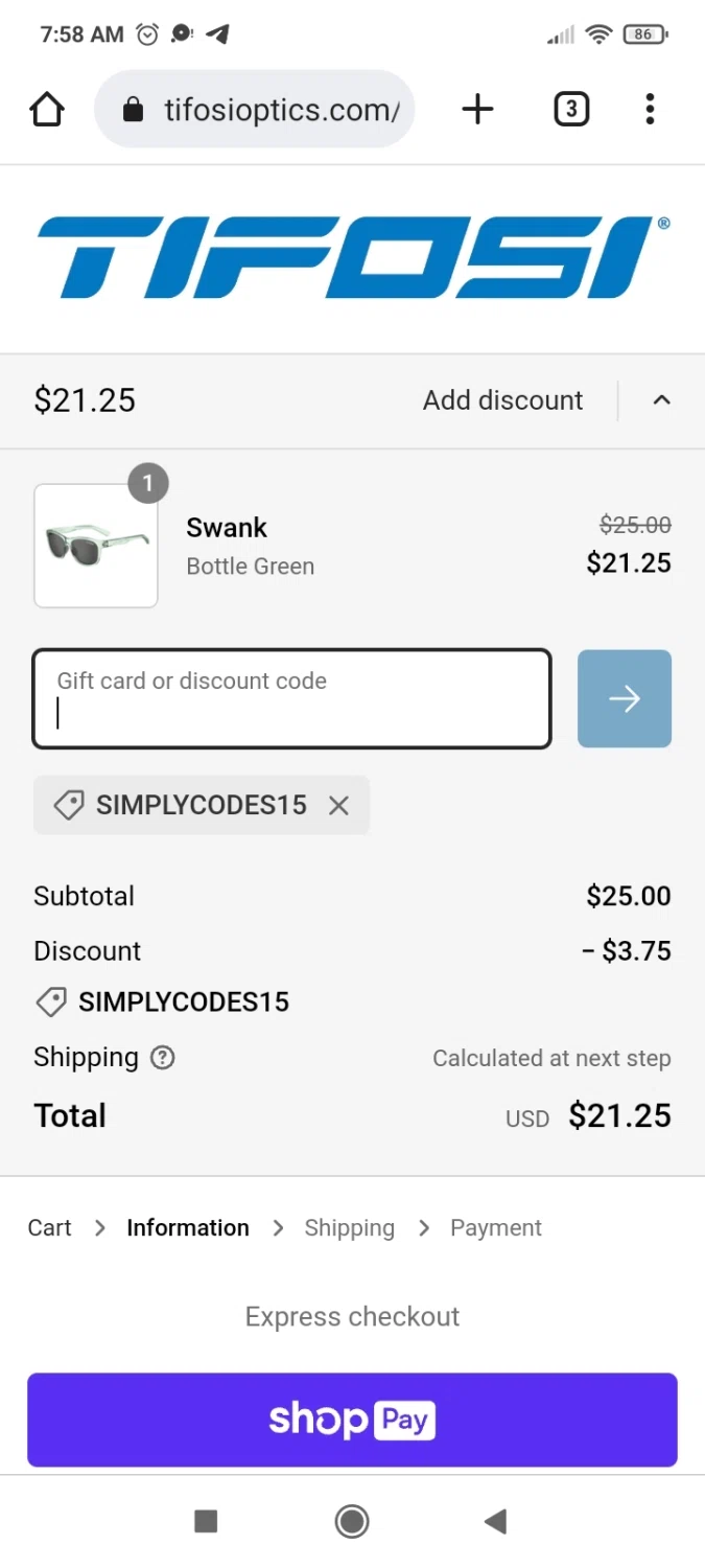 Tifosi Optics Promo Codes - 15% Off | December 2024