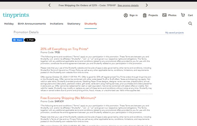 Tiny Prints Promo Codes - 40% Off | October 2024