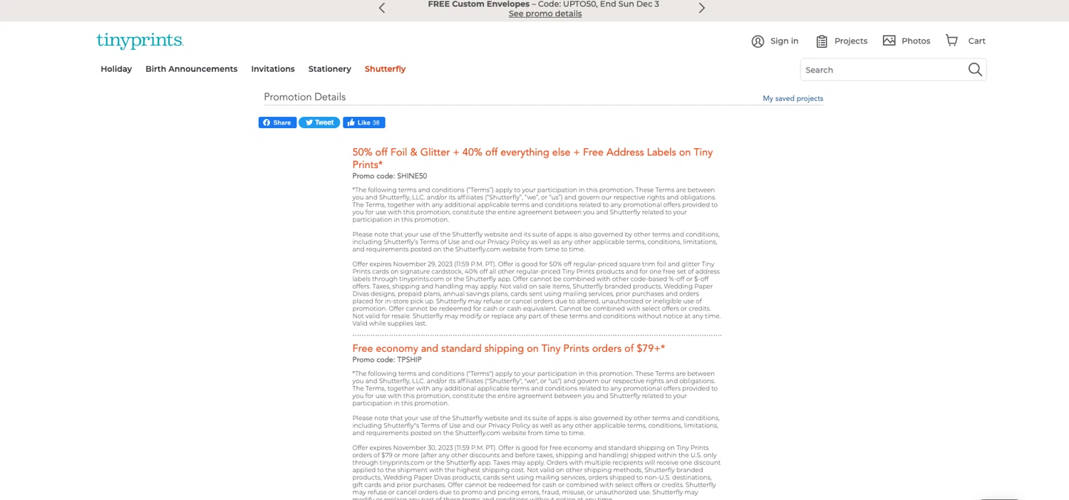 Tiny Prints Promo Codes – 40% Off | June 2024