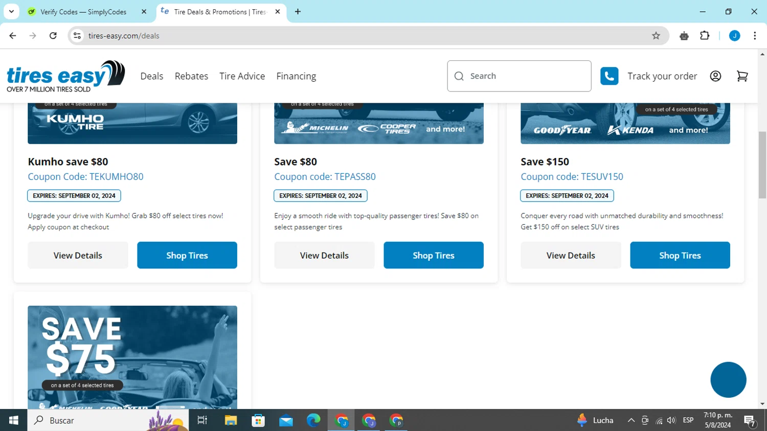Tires Easy Coupons - $80 Off | September 2024