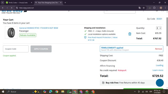 Tires Easy Coupon Codes (2 Verified) - $150 Off Apr 2025