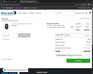 Tires Easy Coupon Codes (2 Verified) - $150 Off Apr 2025