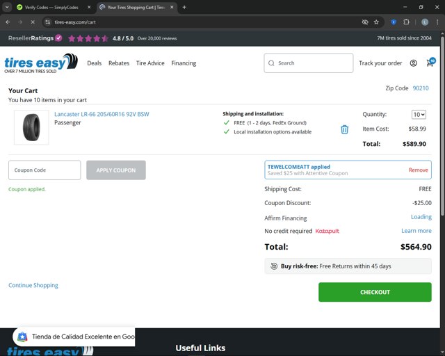 Tires Easy Coupon Codes (2 Verified) - $150 Off Apr 2025