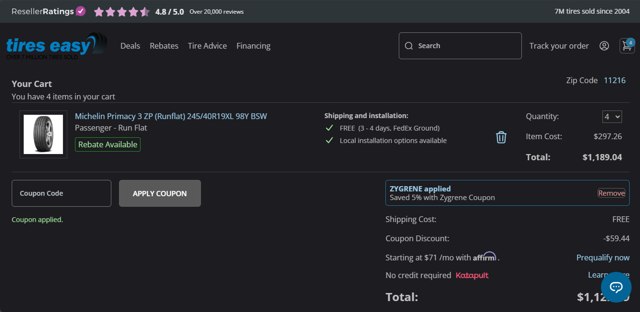 Tires Easy Coupon Codes (2 Verified) - $150 Off Apr 2025