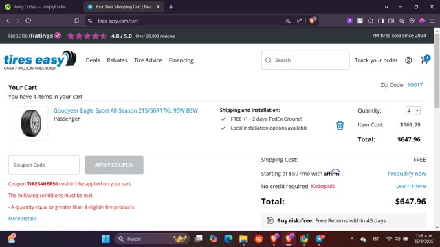 Tires Easy Coupon Codes (2 Verified) - $150 Off Apr 2025