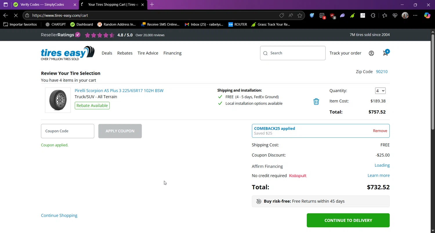 Tires Easy Promo Codes (6 Verified) - 5% Off w/Code Aug 2025