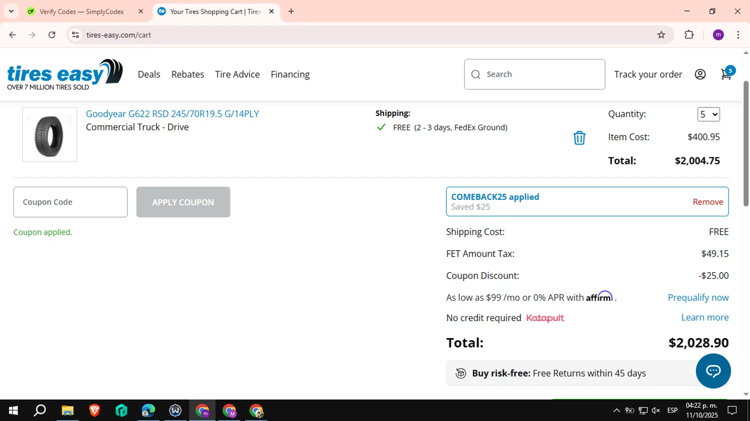 Tires Easy Promo Codes - $30 Off (1 Verified) Dec 2025