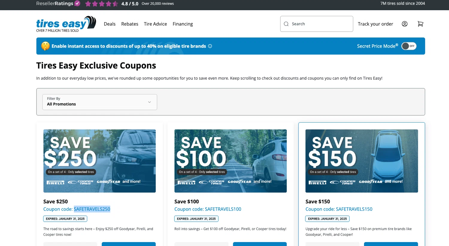 Tires Easy Coupon Codes (6 Verified) - 5% Off Feb 2025