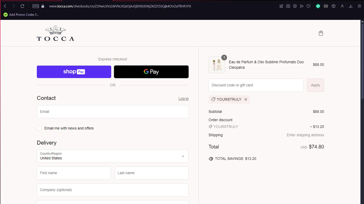 Tocca Discount Codes - 20% Off | October 2024