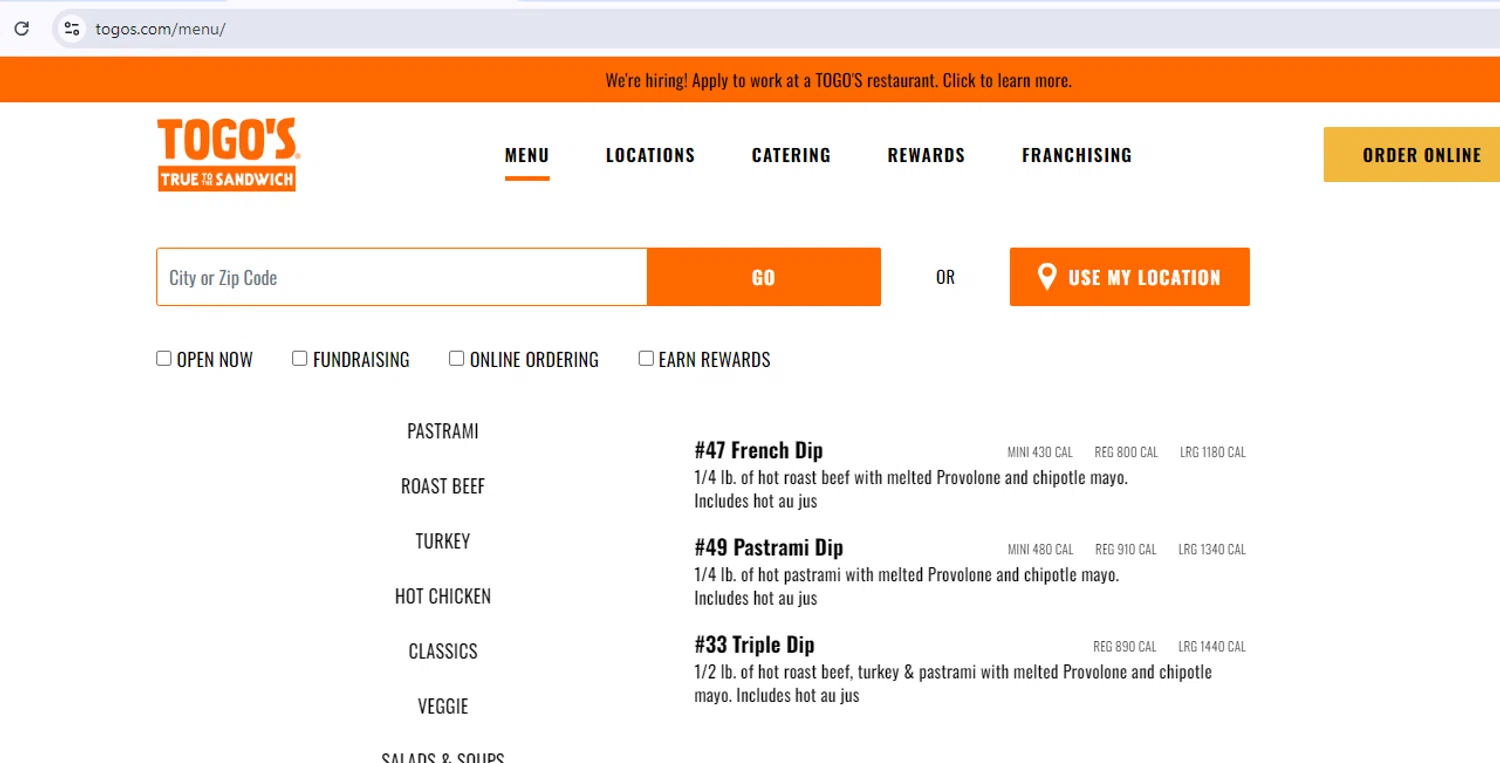 Togo's Coupons - $5 Off | January 2025