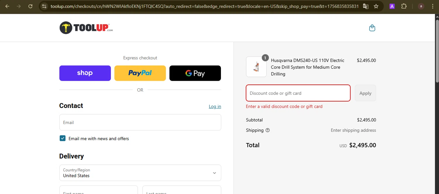 Toolup.com Promo Codes (4 Verified) - $20 Off Oct 2025