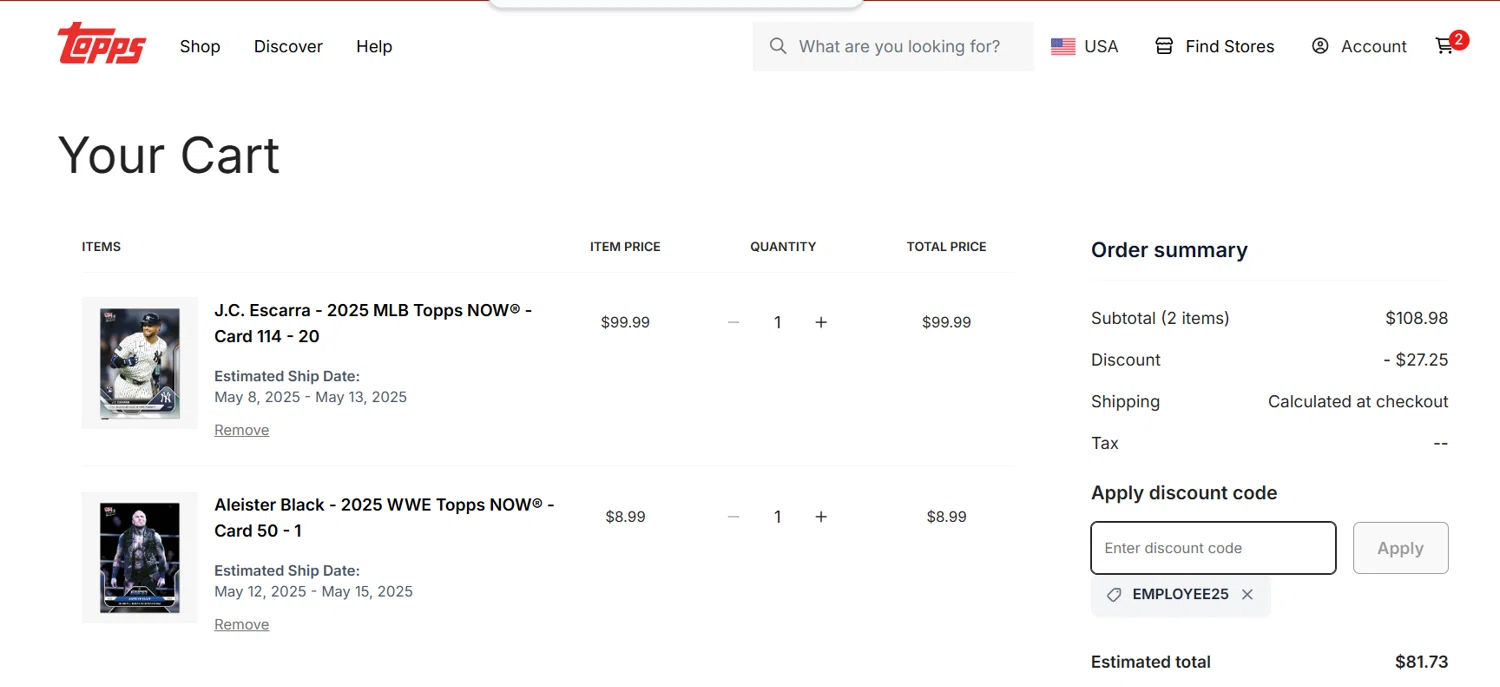 Topps Discount Codes (1 Verified) - 25% Off w/Code May 2025