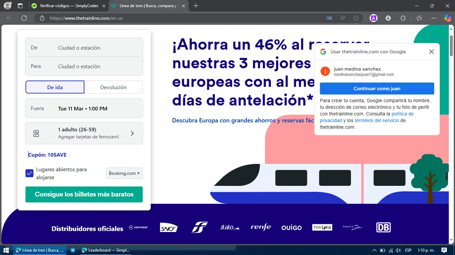 Trainline Promo Codes (10 Verified) - 10% Off May 2025
