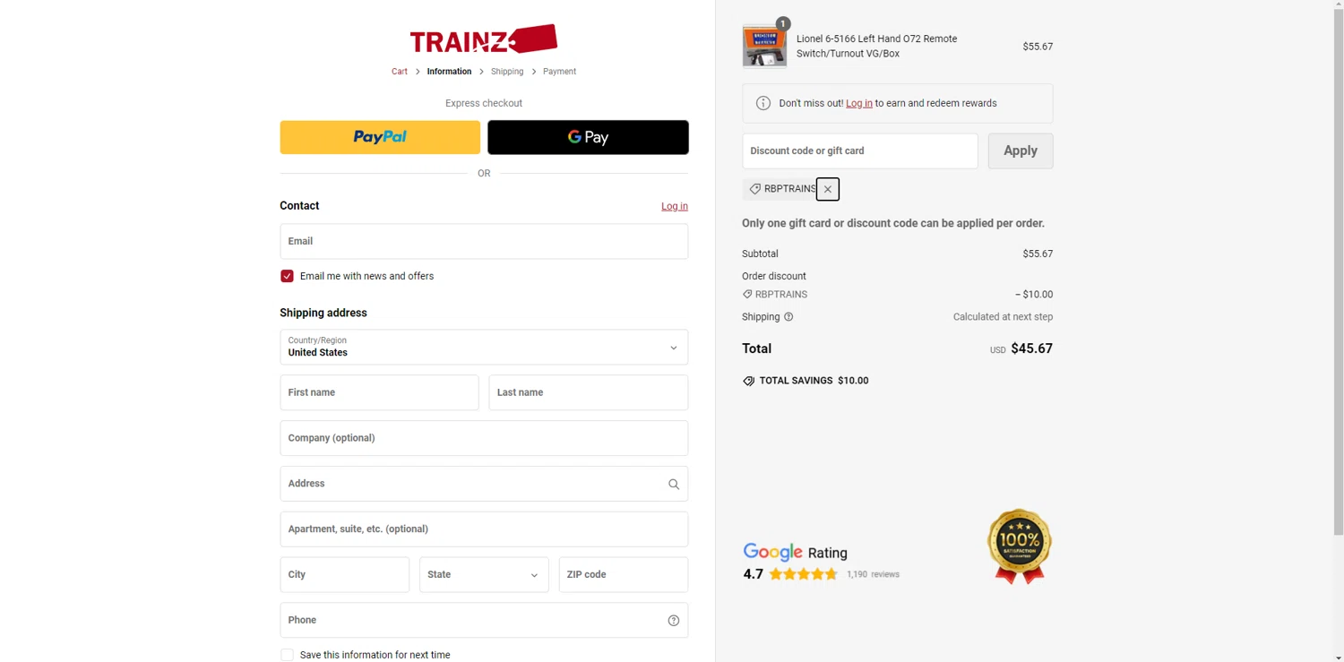 Trainz Promo Codes - $10 Off | October 2024