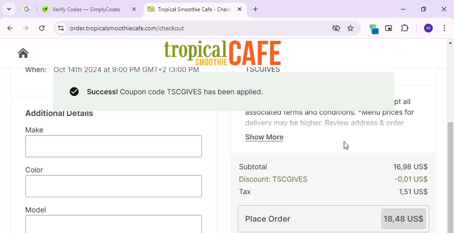 Tropical Smoothie Cafe Promo Codes - 20% Off Mar 2026