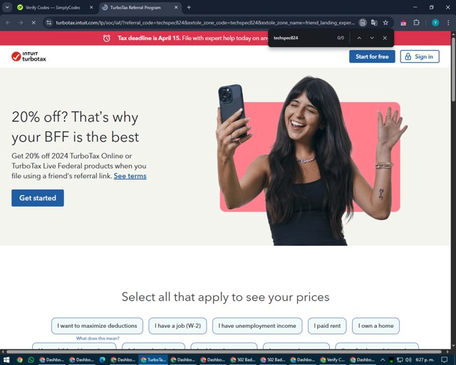 TurboTax Promo Codes (1 Verified) - 20% Off w/Code Aug 2025
