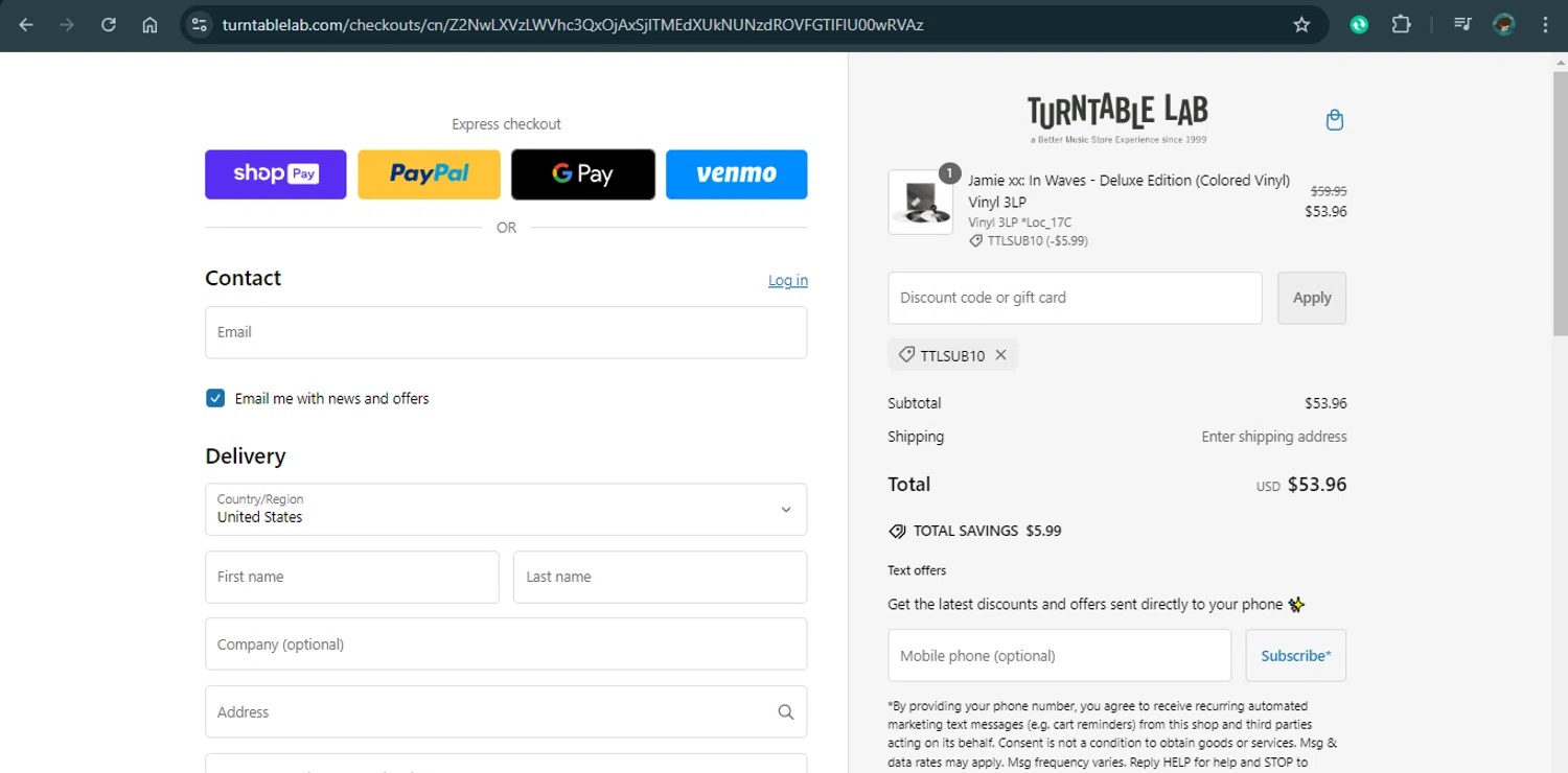 Turntable Lab Discount Codes - $10 Off | November 2024