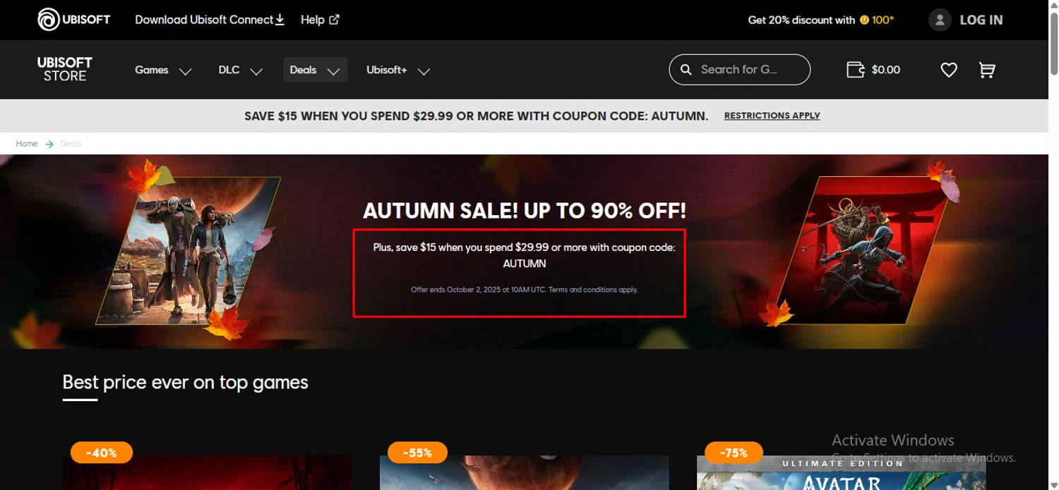 Ubisoft Promo Codes (10 Verified) - 70% Off w/Code Oct 2025