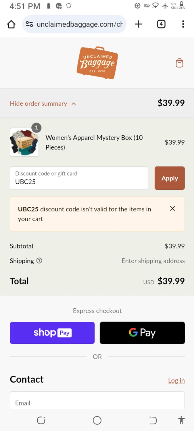 Unclaimed Baggage Discount Code