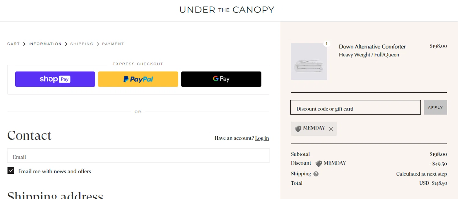Under the Canopy Promo Codes – 30% Off | May 2024