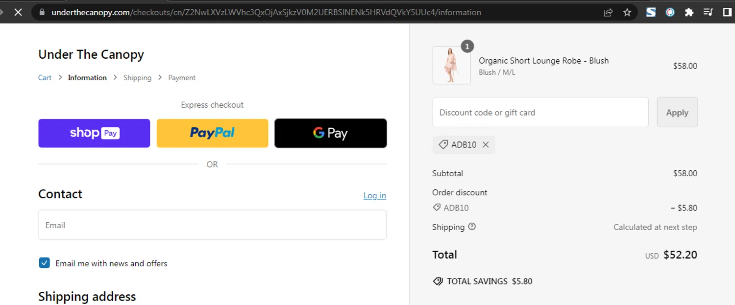 Under the Canopy Discount Codes - 25% Off | October 2024