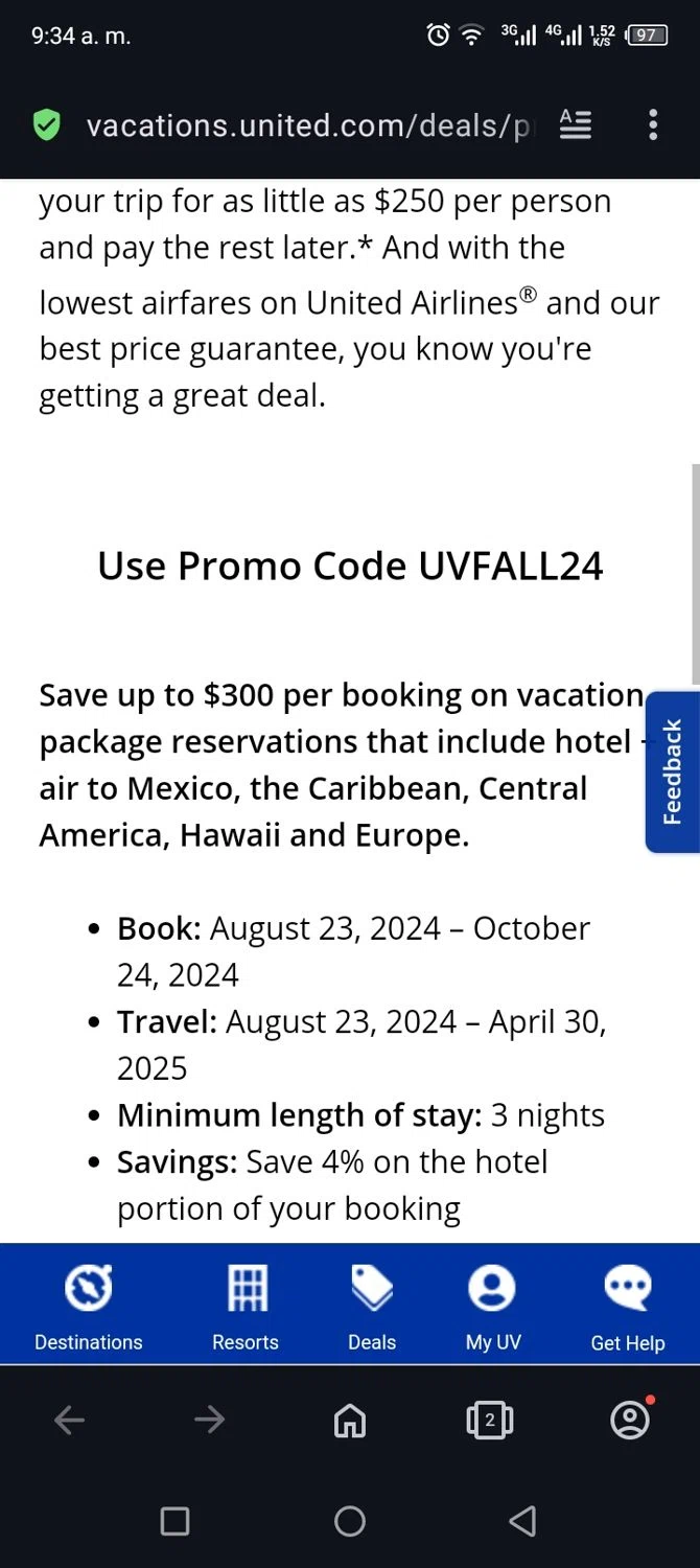 United Vacations Promo Codes - $300 Off | January 2025