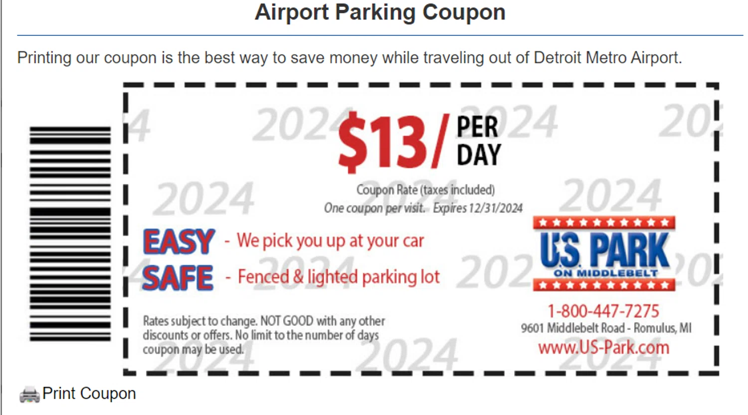 US Park Coupons - $13 Off | October 2024