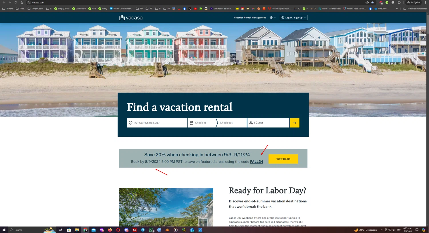 Vacasa Promo Codes - 20% Off | August 2024