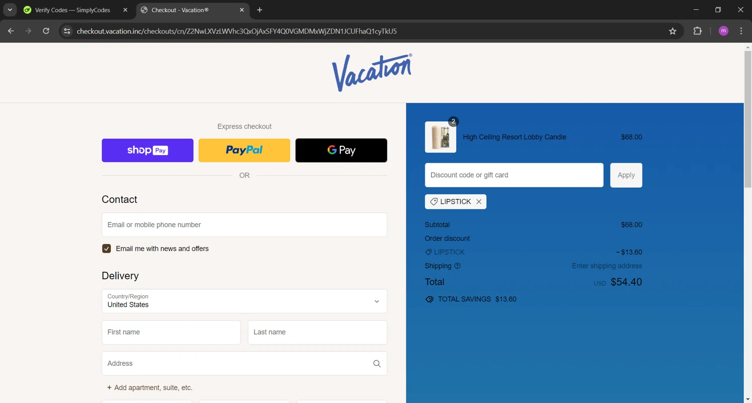 Vacation Discount Codes - 10% Off | January 2025