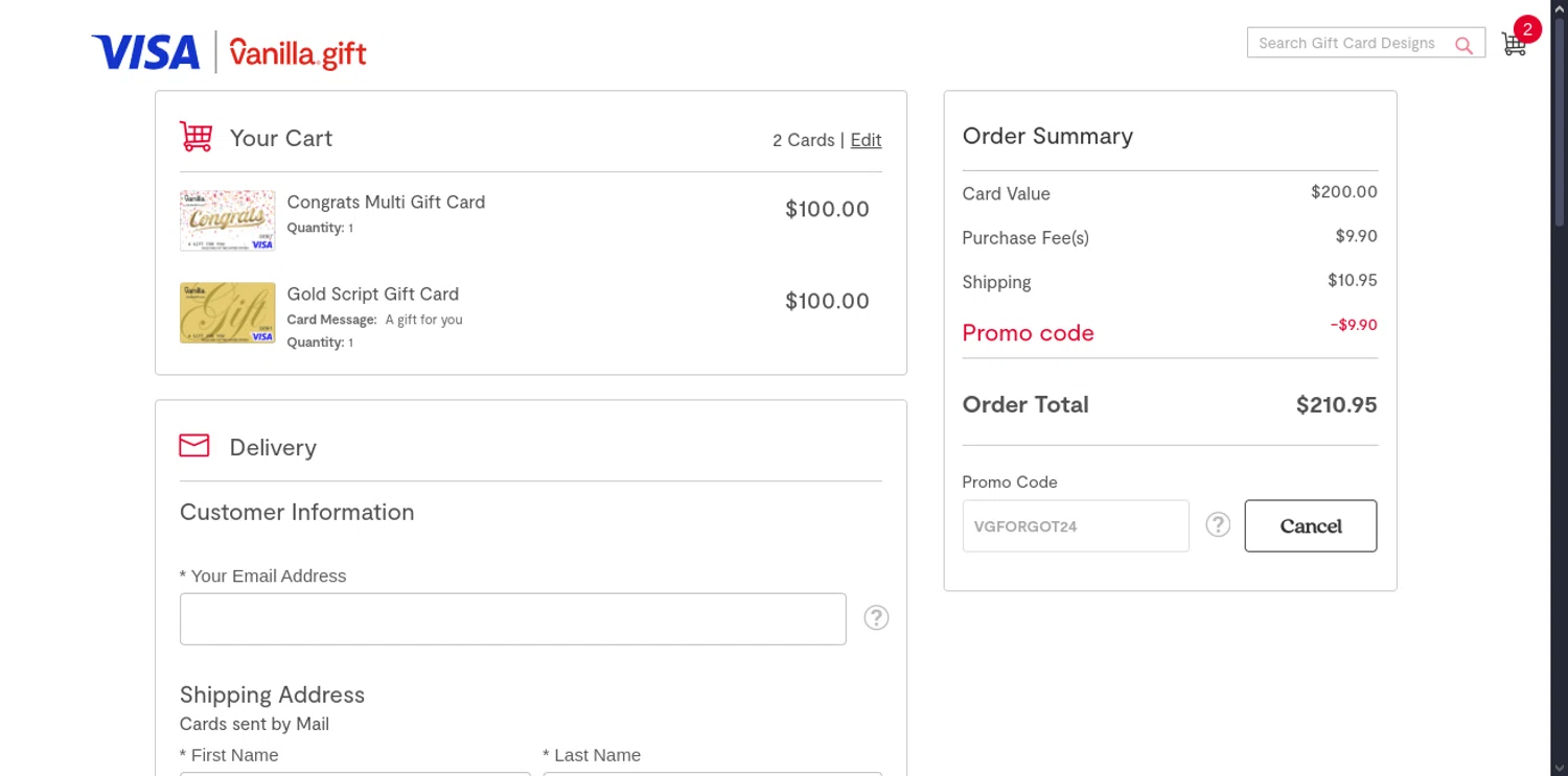 Vanilla Gift Promo Codes (5 Verified) - Sitewide Jan 2025