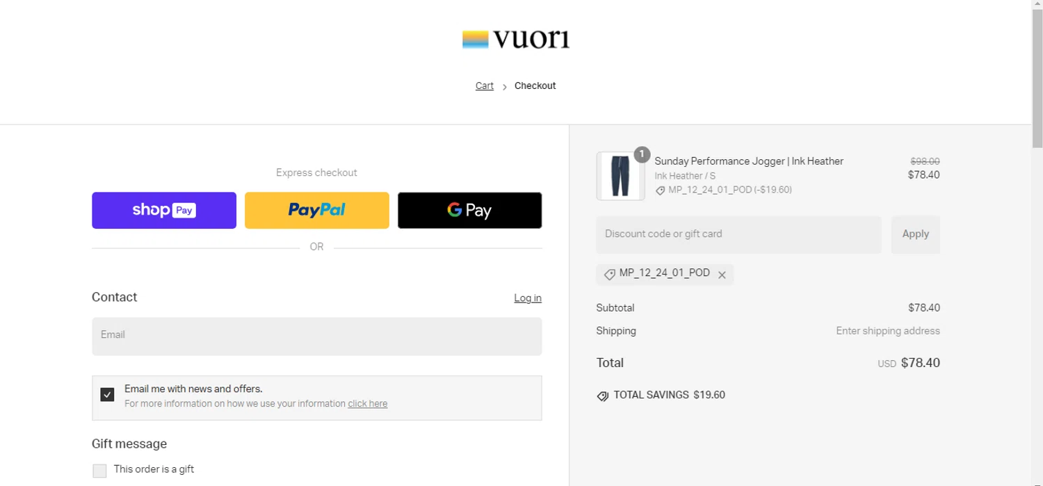 Vuori Discount Codes - 20% Off | January 2025