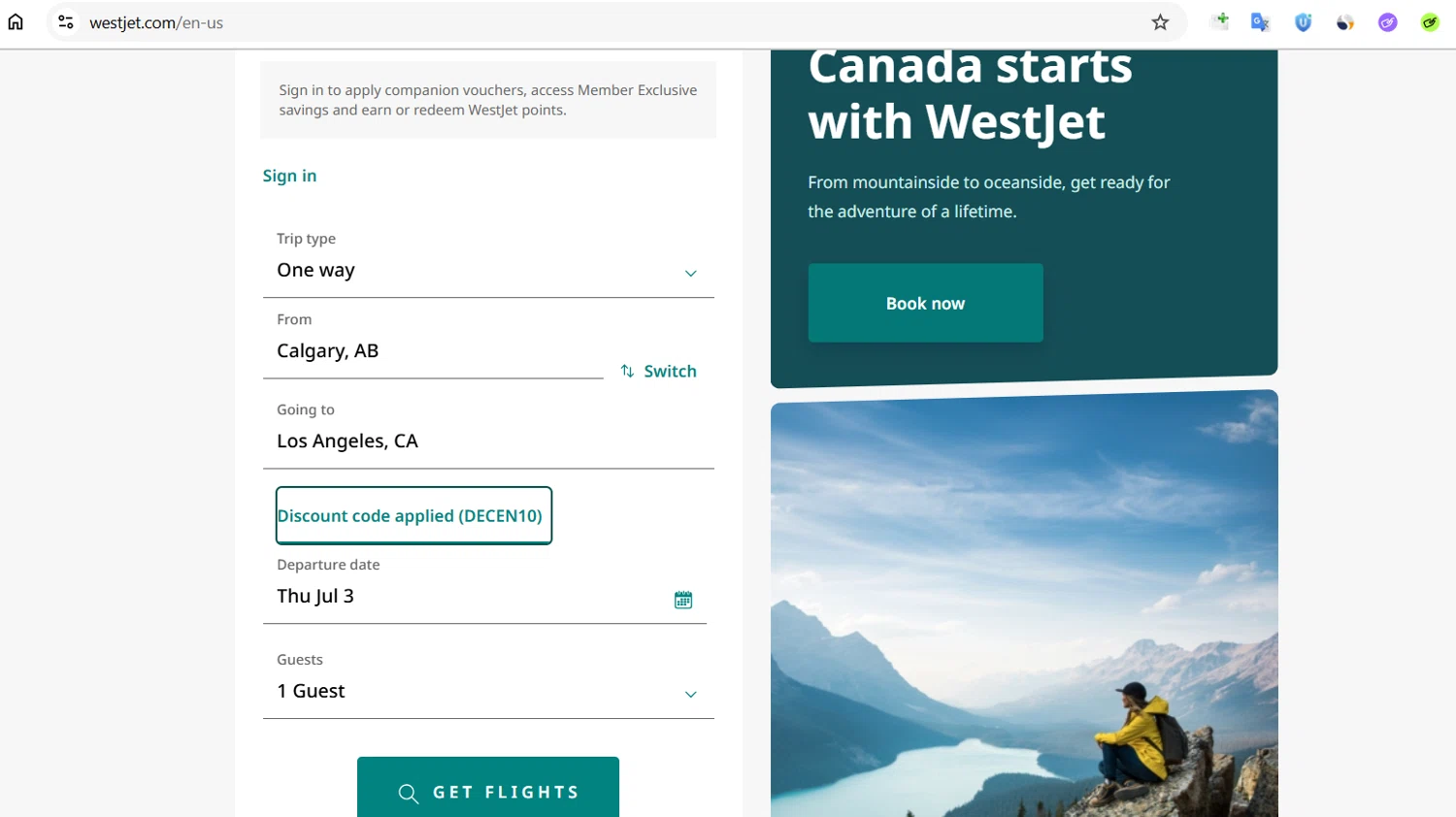 WestJet Promo Codes - 10% Off Coupons Sep 2025
