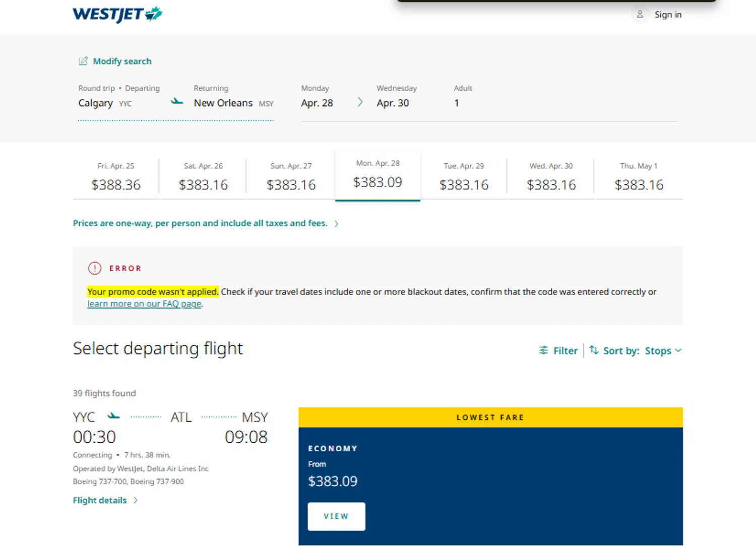 WestJet Promo Codes (1 Verified) - 15% Off w/Code Jun 2025