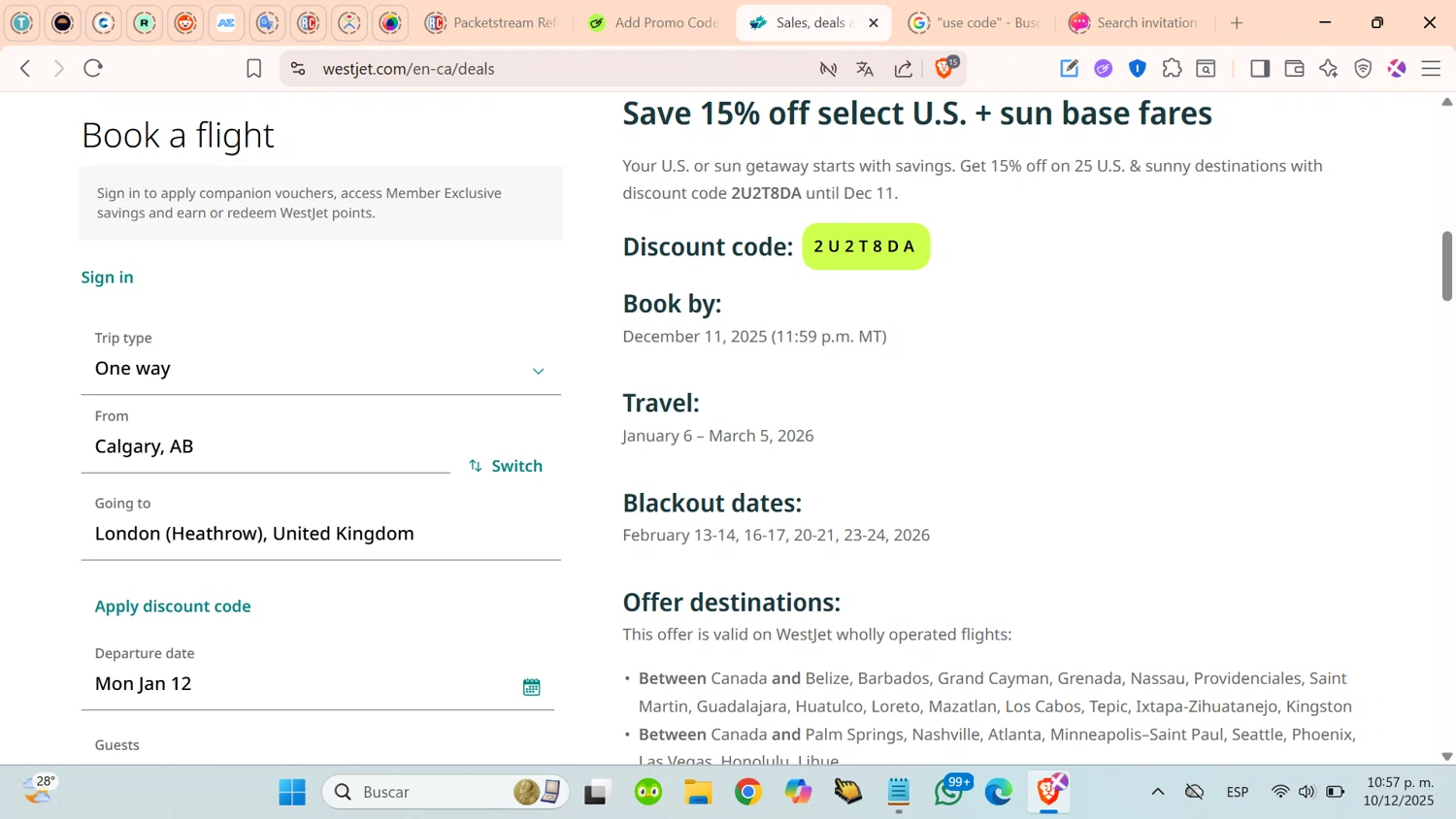 WestJet Promo Codes - 10% Off (4 Verified) Jan 2026