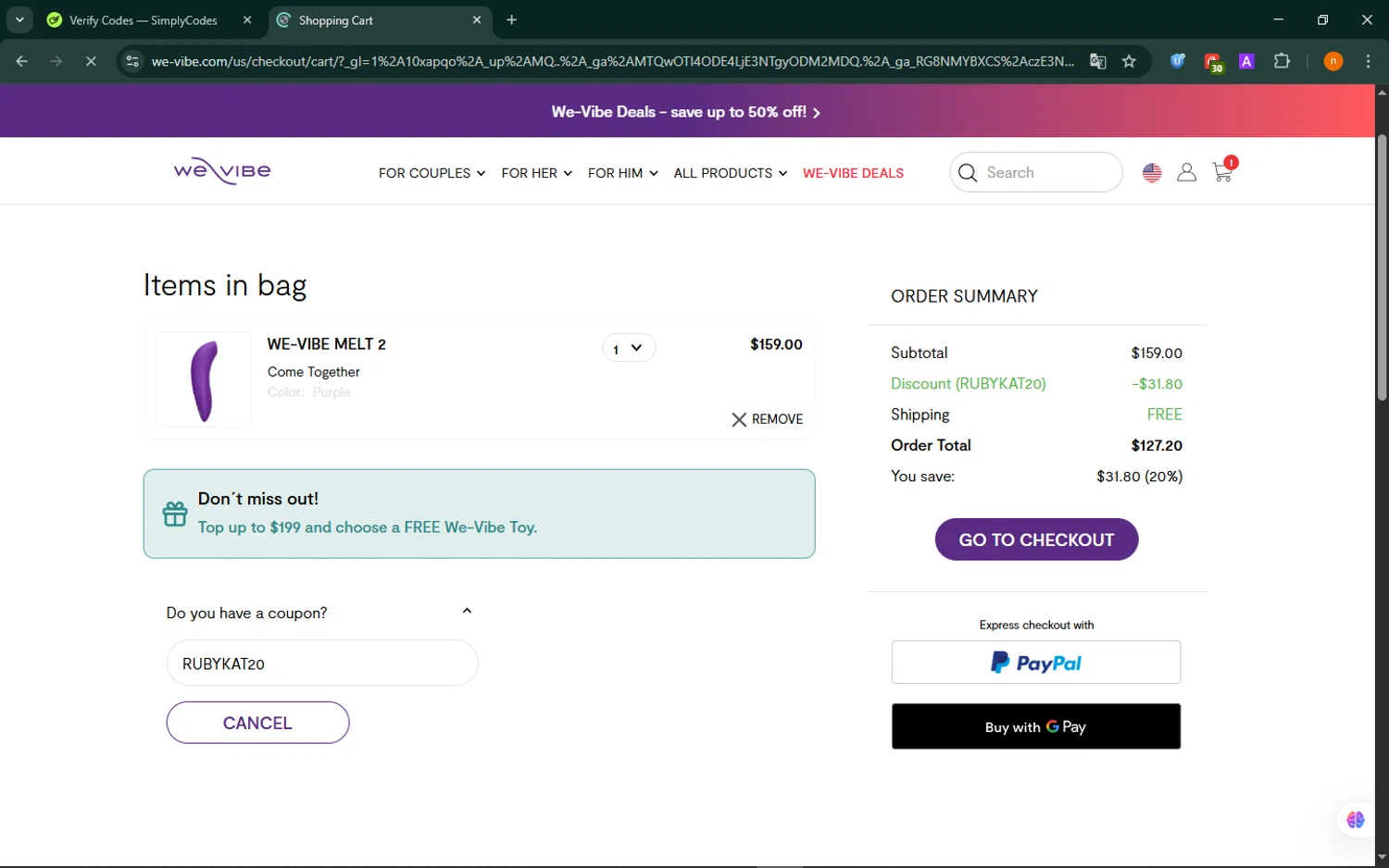 We-Vibe Promo Codes - 20% Off Discount January 2026