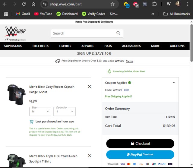 WWE Shop Discount Codes (5 Verified) - 10% Off May 2025