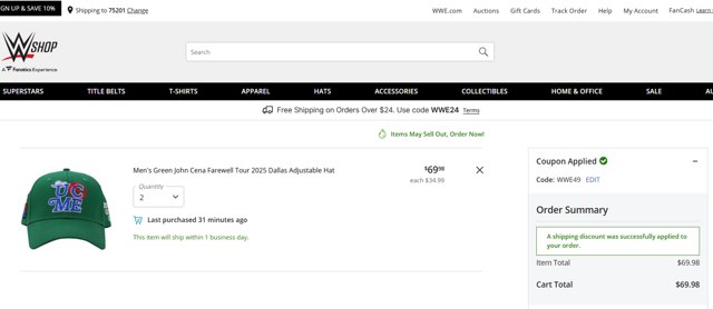 WWE Shop Promo Codes (6 Verified) - 30% Off w/Code May 2025