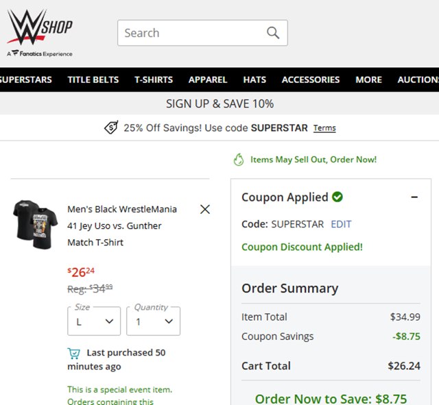 WWE Shop Discount Codes (5 Verified) - 10% Off May 2025