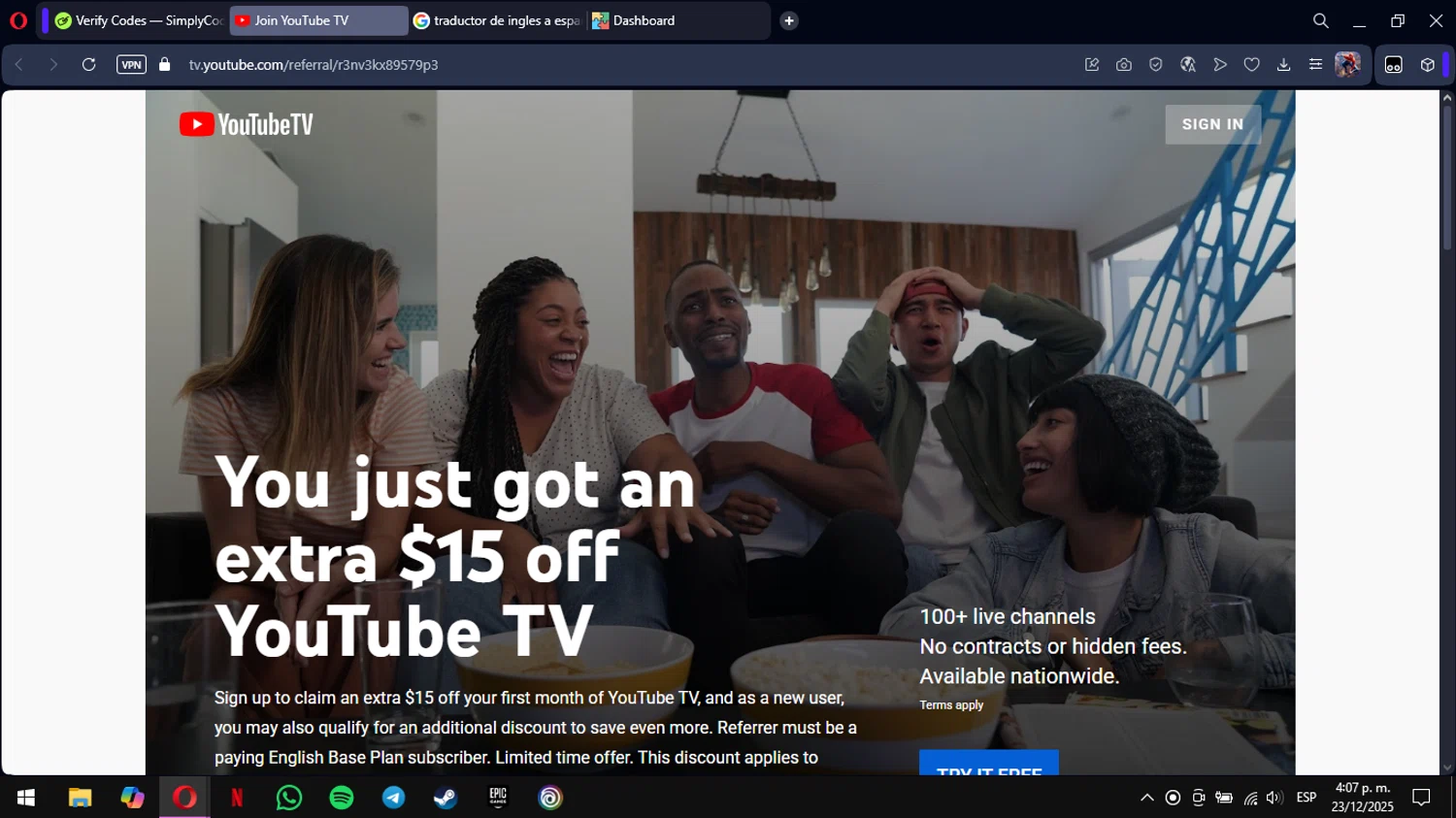 YouTube TV Promo Codes - $15 Off (1 Verified) Jan 2026