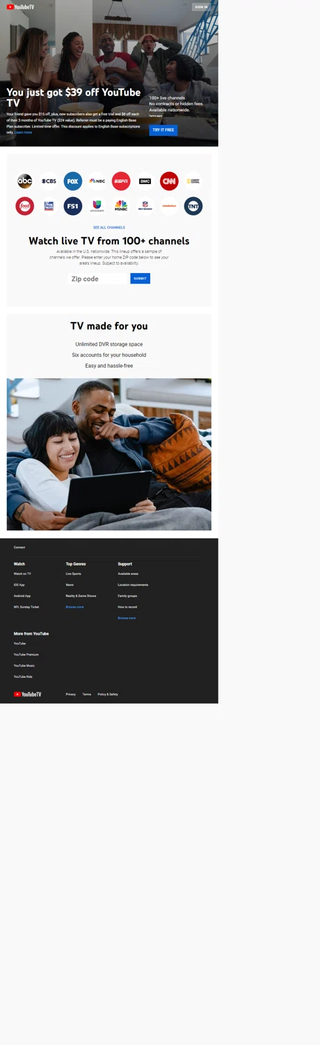 YouTube TV Promo Codes - 40% Off | January 2025