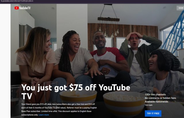 YouTube TV Promo Codes - $15 Off (2 Verified) Aug 2025